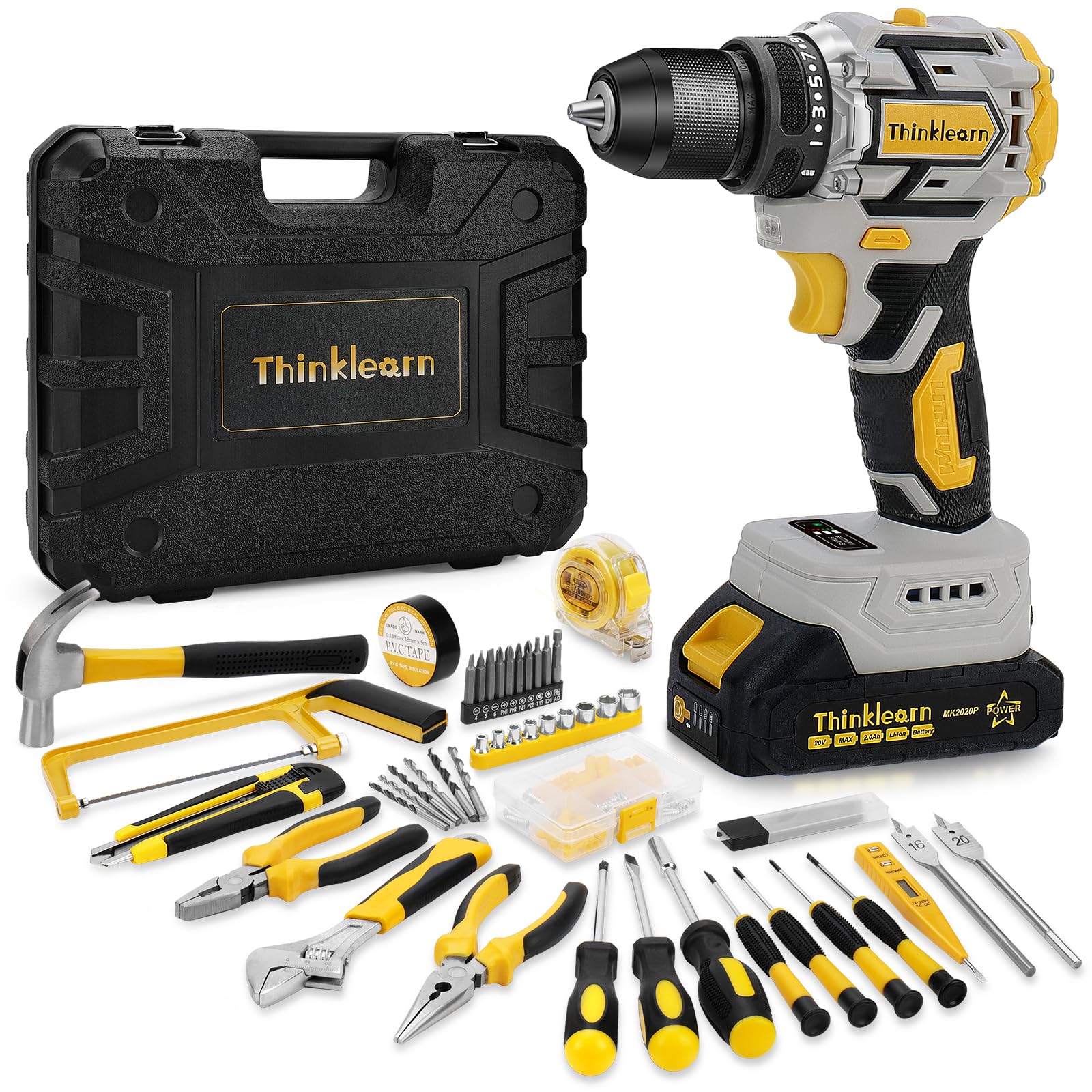 20V Brushless Drill Set, Cordless Power Drill with 2.0Ah Battery,119 ...