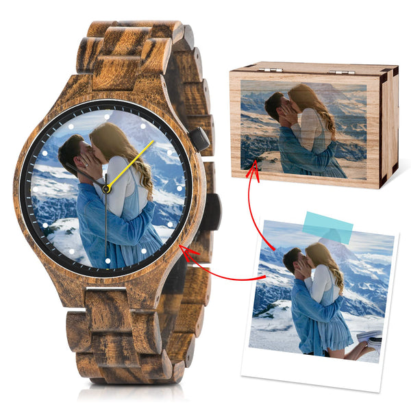 2win Personalized Custom Watch Printing Photo for Men Unique Wood Wris ...