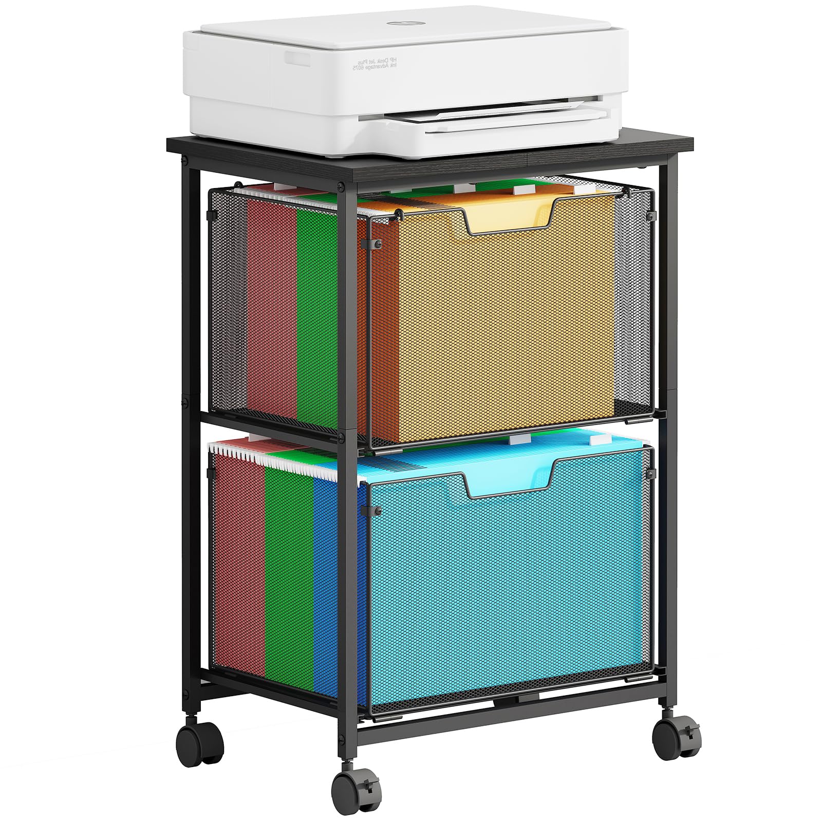 Letter/Legal Rolling File Cabinet Cart,2 Drawers Filing Cabinet for ...