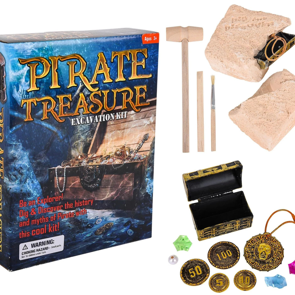 Zugar Land 6" Pirate Treasure Chest Excavation Dig Kit - Be an Explore ...