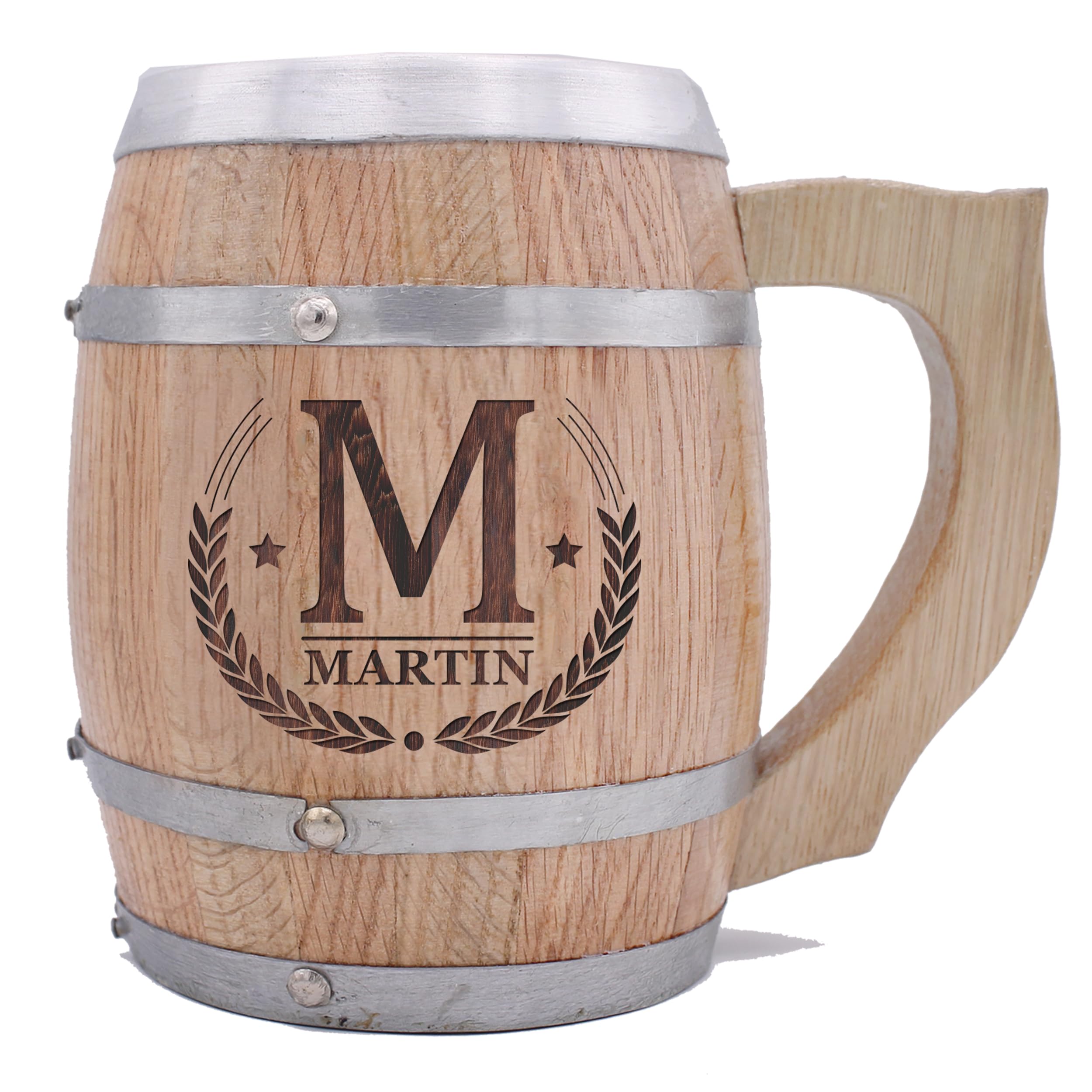 My Personal Memories Customized 24 oz Oak Wood Barrel Beer Mug Tankard ...
