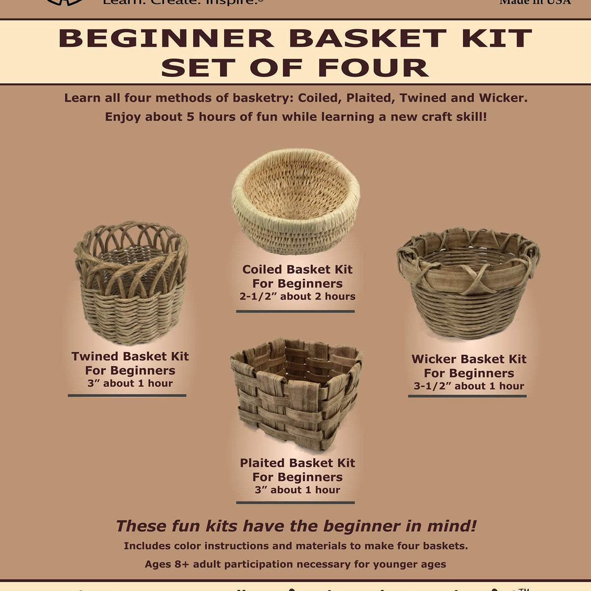 Traditional Craft Kits - Beginner Basket Kit - Set of Four: Coil, Plai ...
