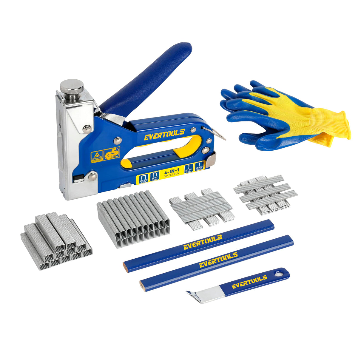 Evertools Heavy Duty 4-in-1 Staple Gun Kit, 6000pcs Staplers Manual Br ...