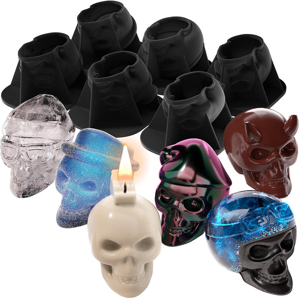 Readaeer Skull Silicone Molds, 3D Skull Molds, 6 Style Large Silicone ...