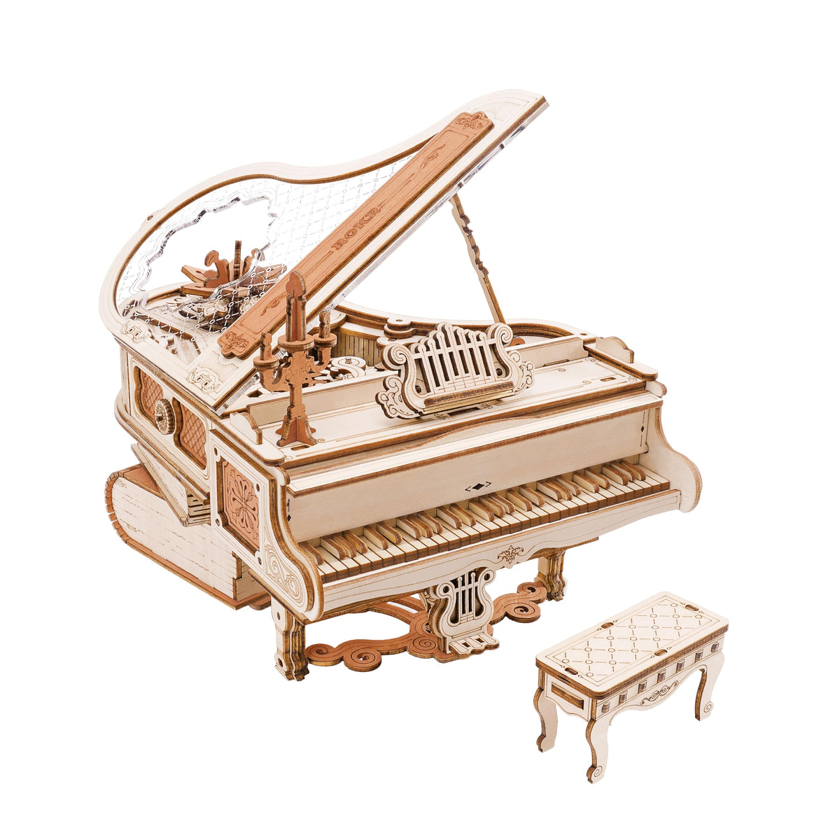 ROKR 3D Wooden Puzzles for Adults 223pcs Piano Model Kit 1:20 Scale Bu ...