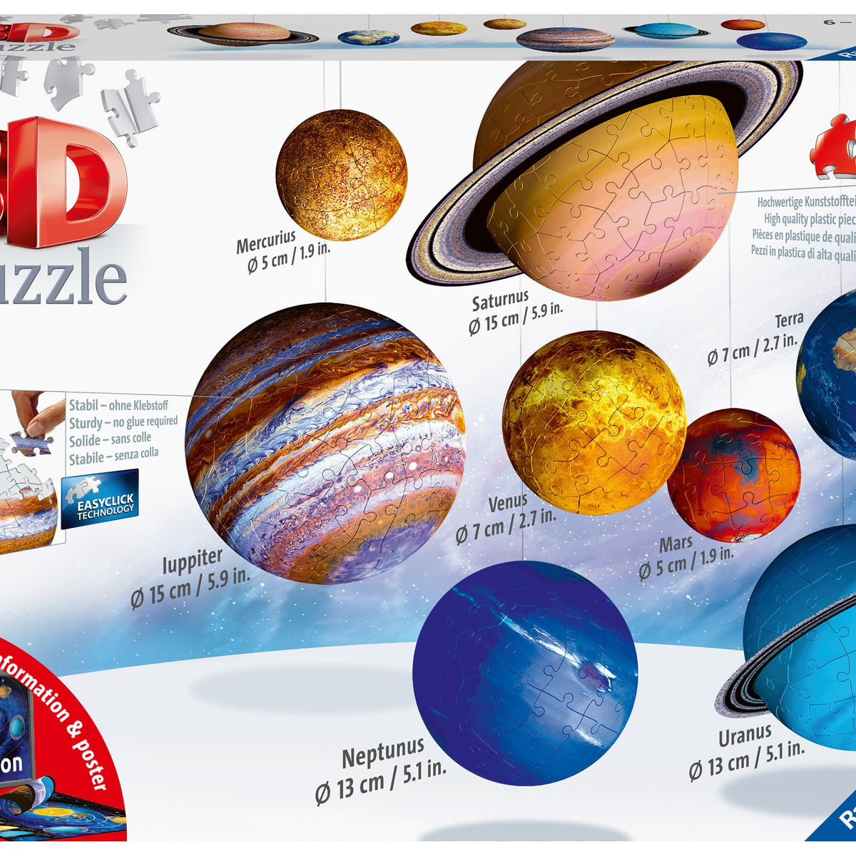 Ravensburger Solar System 540 Piece - 9 Planet 3D Jigsaw Puzzle Set fo ...