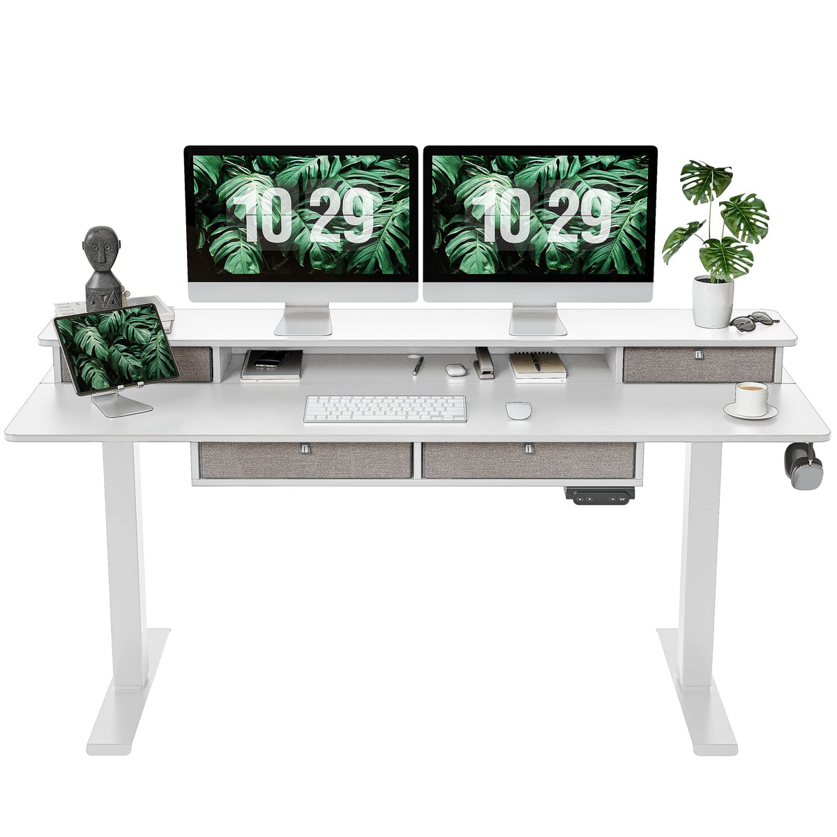 FEZIBO Sturdy Height Adjustable Electric Standing Desk with Drawers, 6 ...