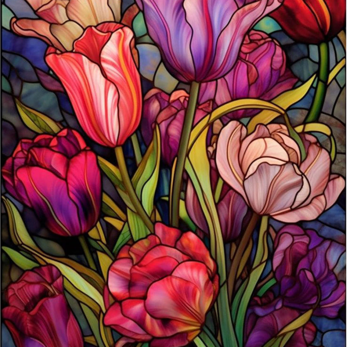 Tulips Diamond Art Painting Kits for Adults - Stained Glass Flower Rou ...