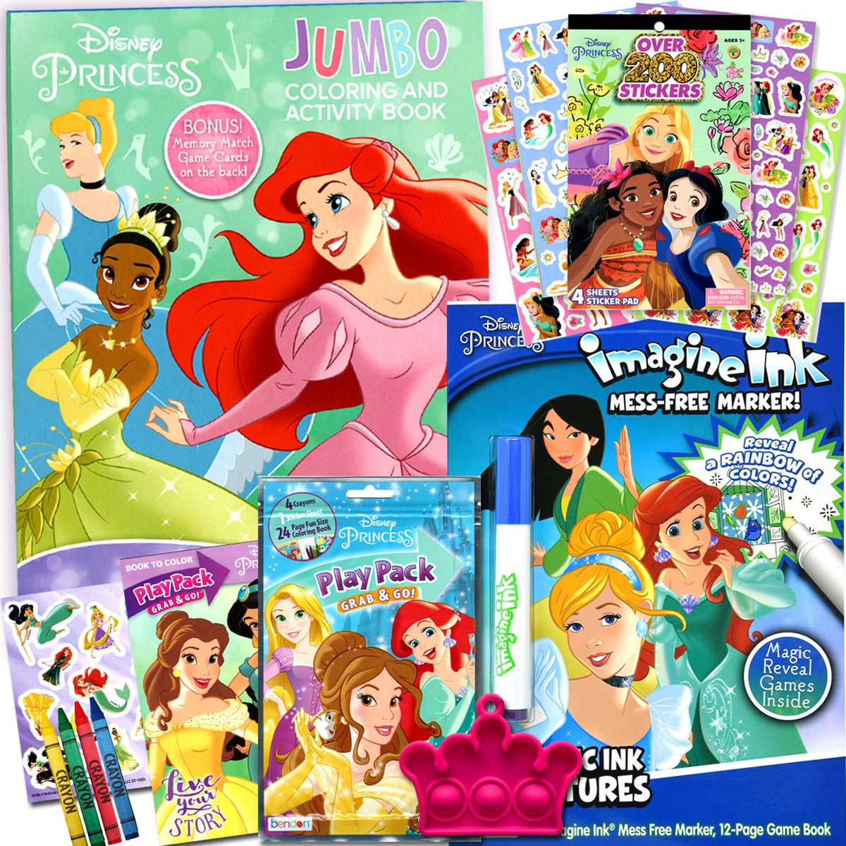 Disney Princess Coloring and Activity Book Bundle with Imagine Ink Col ...