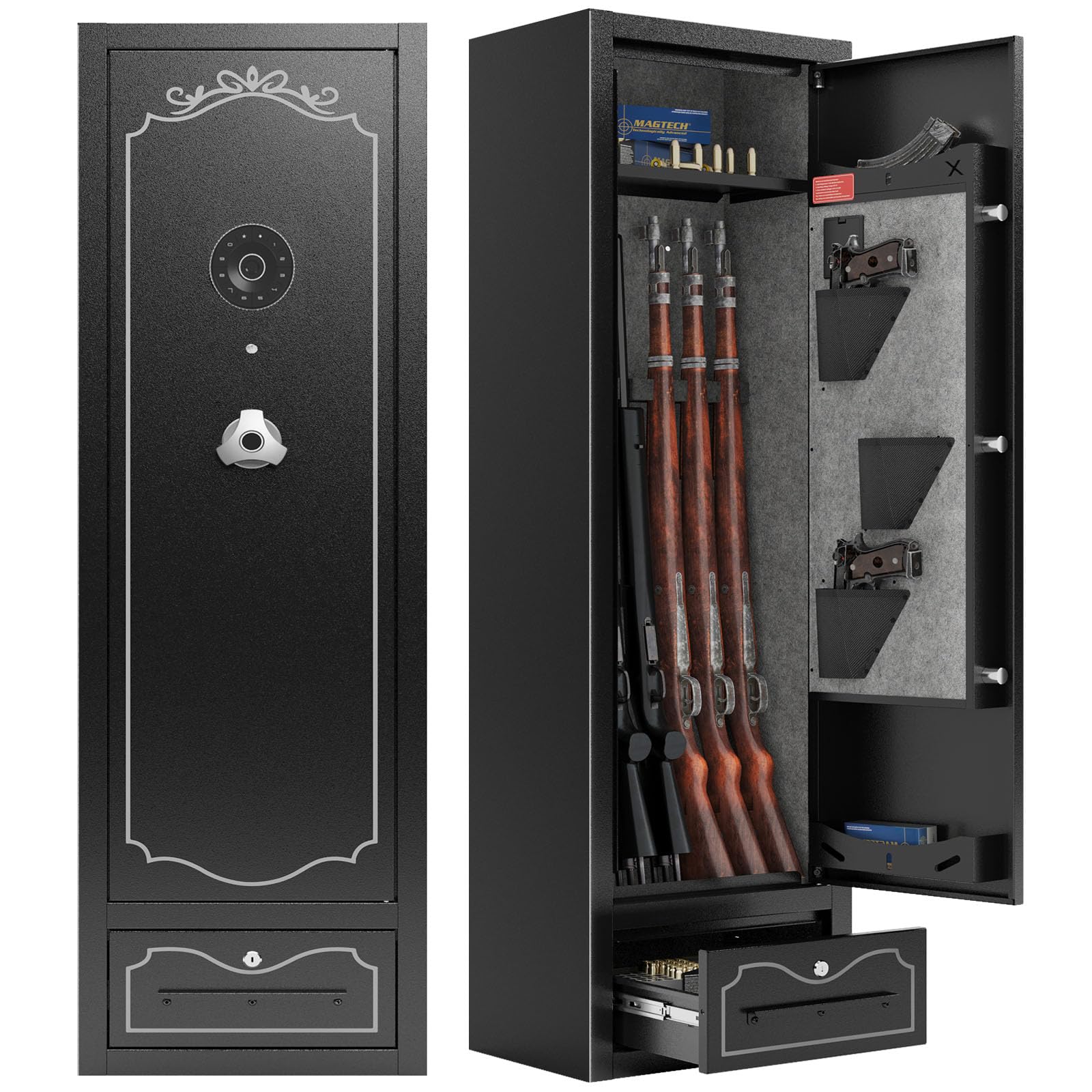 8 Gun Safe Rifle,Gun Safe for Rifles and Pistols,Large Rifle Safe with ...