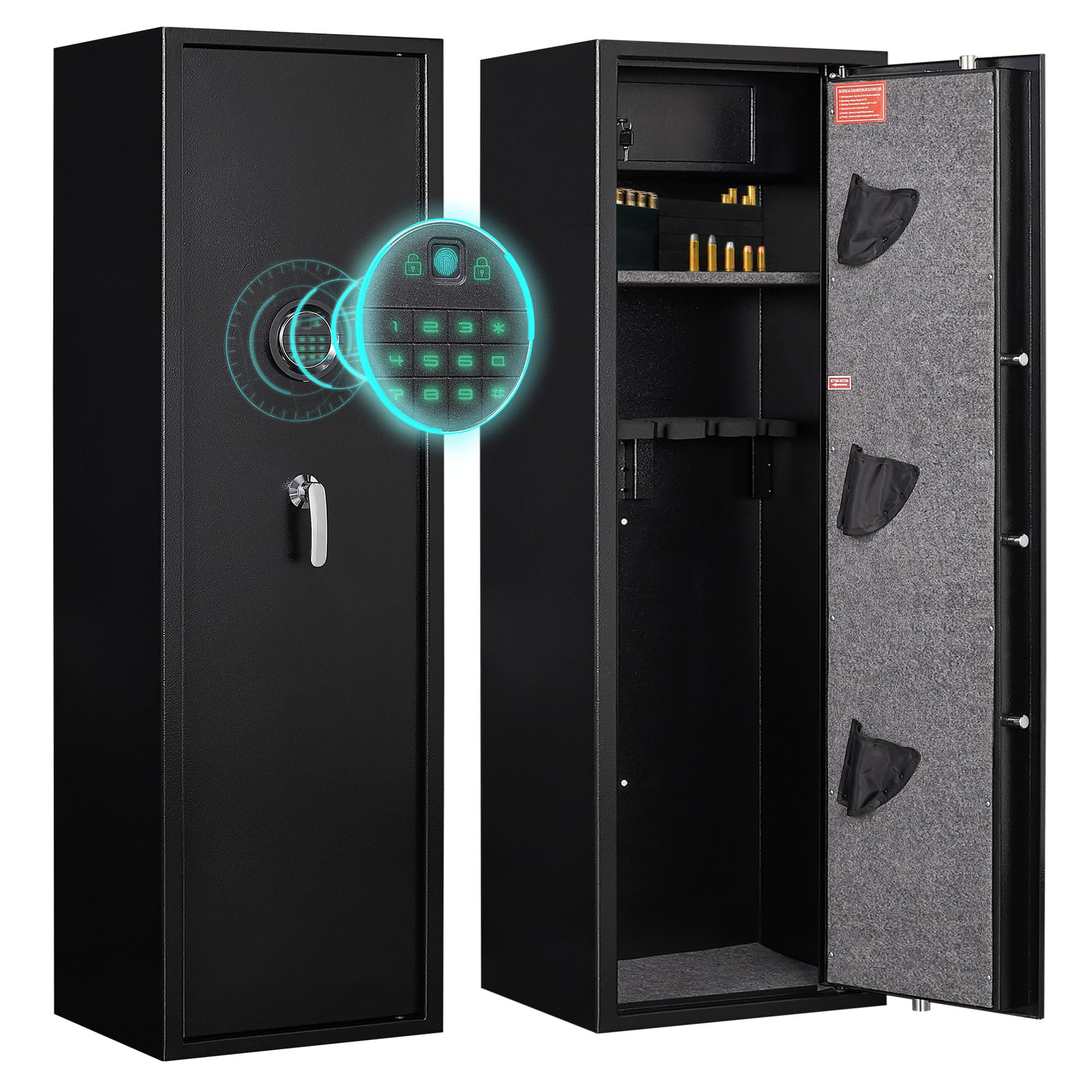 SHICHI 4-6 Gun Safe, Long Rifle Safe with Dual Alarm System, Biometric ...