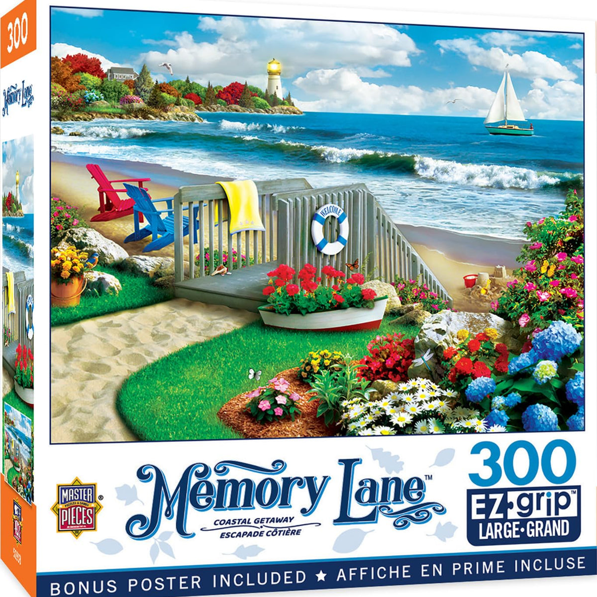 MasterPieces - 300 Piece Jigsaw Puzzle, Large EZ Grip Shapes, Coastal ...