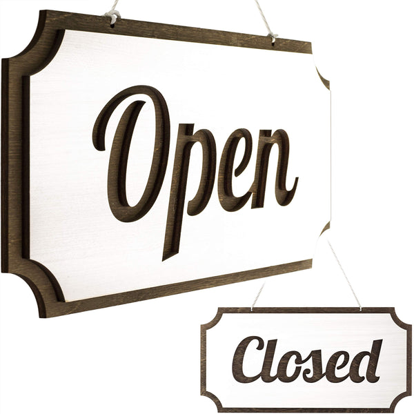 Double-Sided Wooden Open Sign for Business - Open Closed Sign for Wind ...