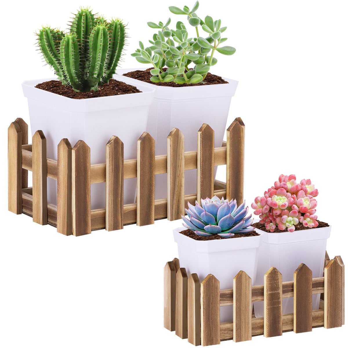 Adnee 2 Pcs Wood Slat Planter Box-Rustic Wood Nesting Crates-Rectangul ...