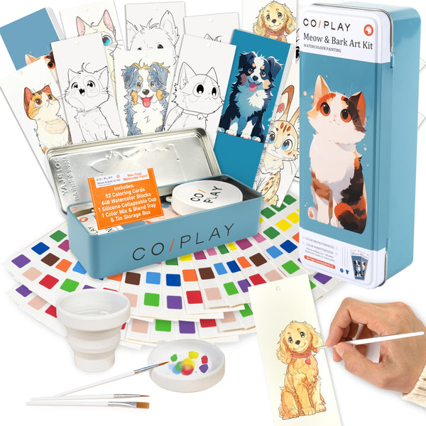 COIPLAY 648 Color Blocks Watercolor Paint Set, 52-Bookmarks, 3 Brushes ...