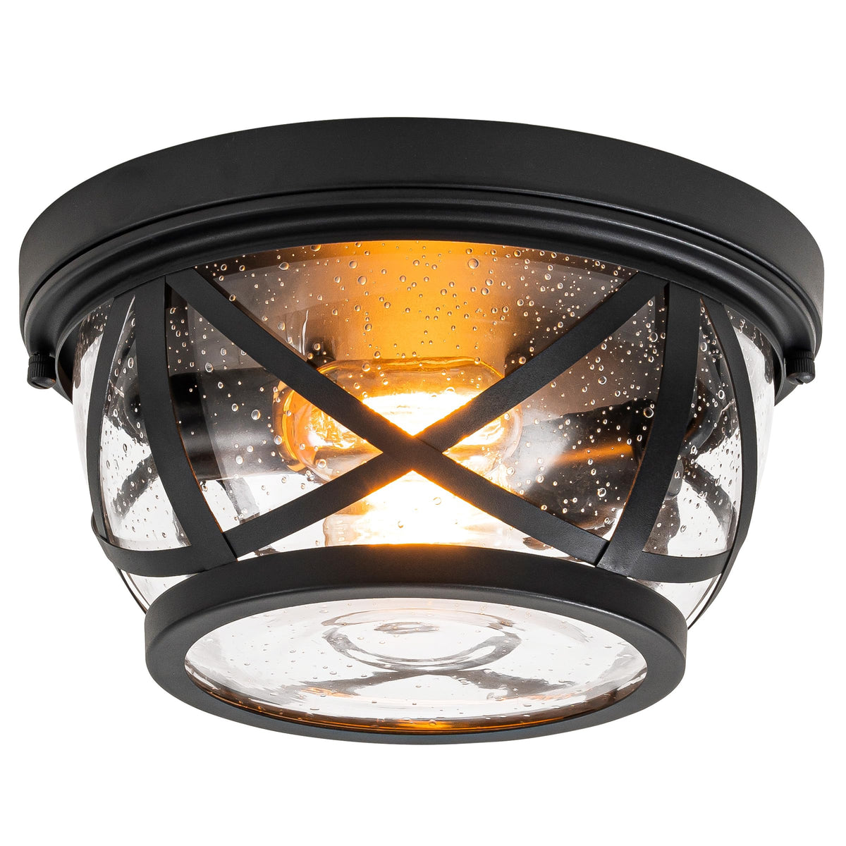 Flush Mount Ceiling Light Fixture Black, 2-Light Modern Farmhouse Porc ...