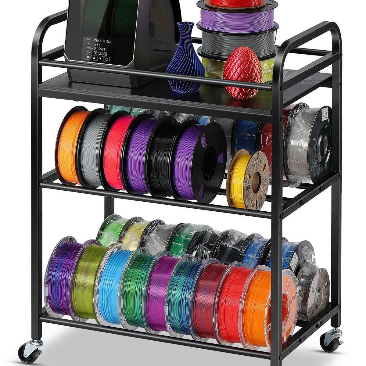 3D Printer Filament Storage Rack- Rolling Filament Spool Holders Racks ...