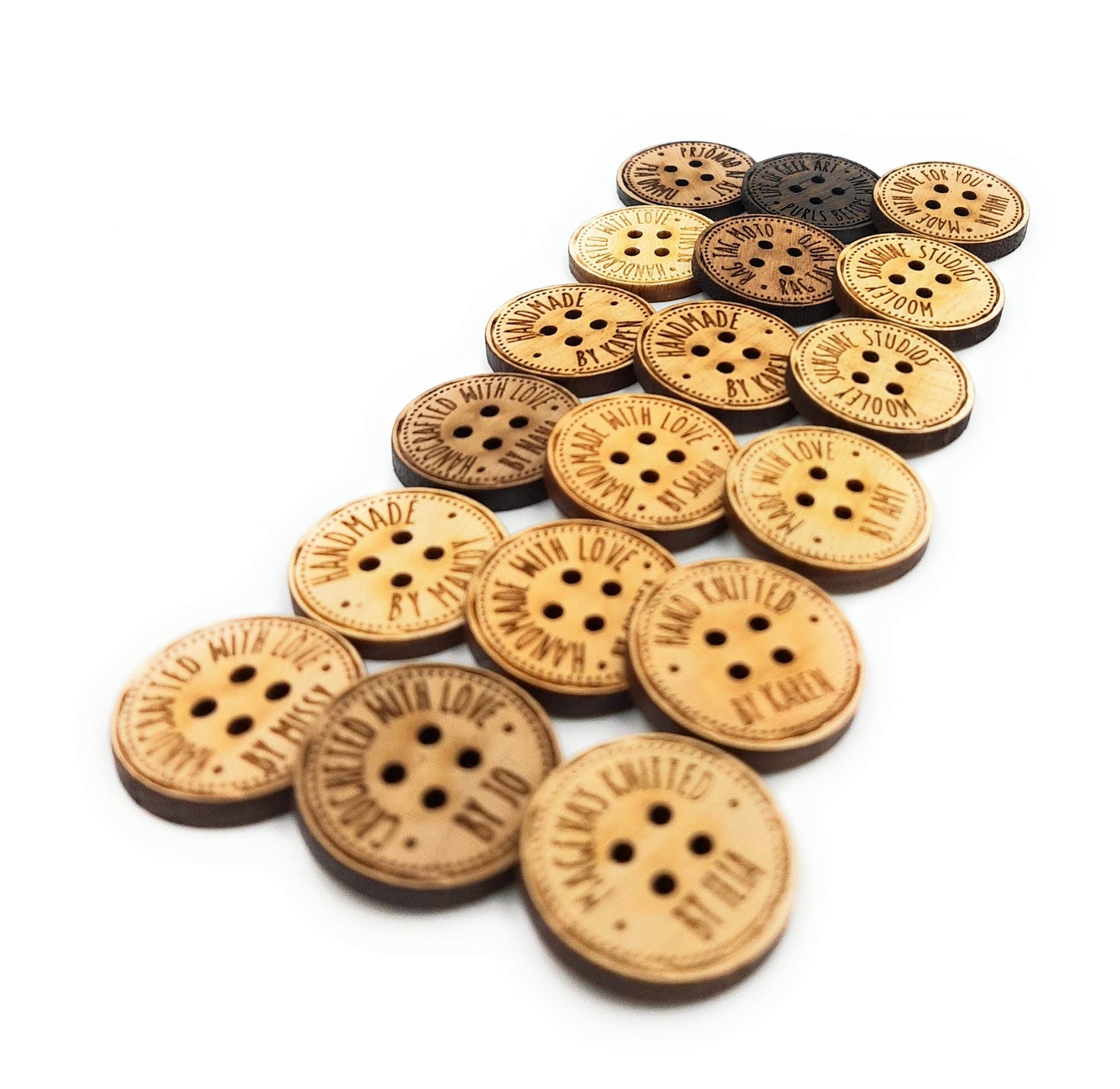 Personalized wooden buttons for knitting or crochet products, laser ...