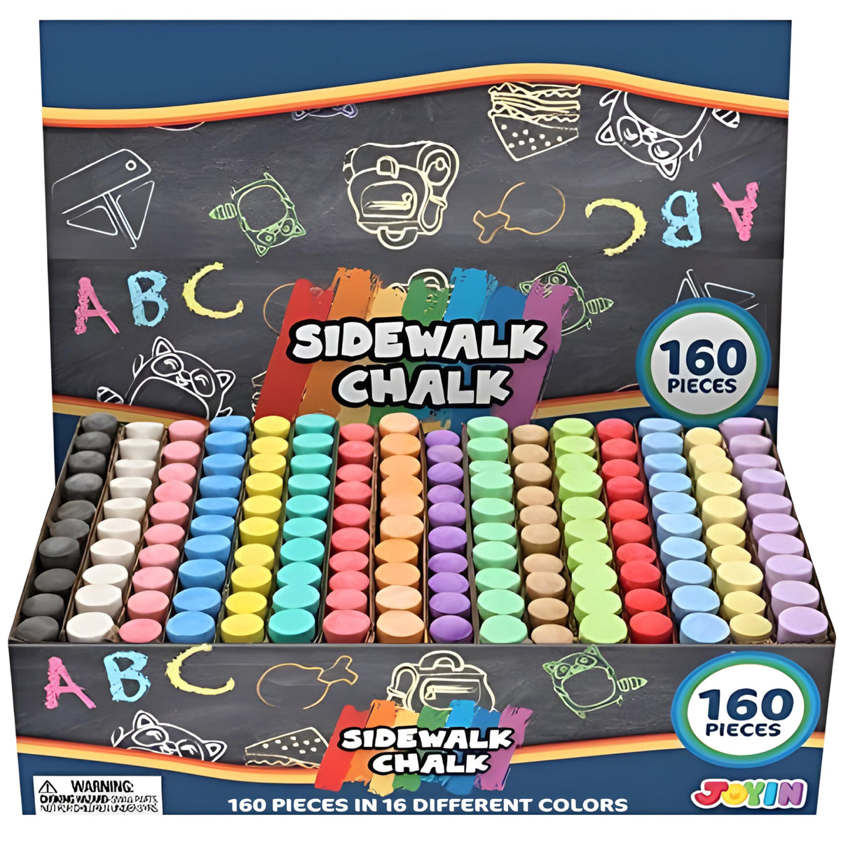 160 PCS Sidewalk Chalks Set Non-Toxic Washable Jumbo Chalk for Outdoor ...