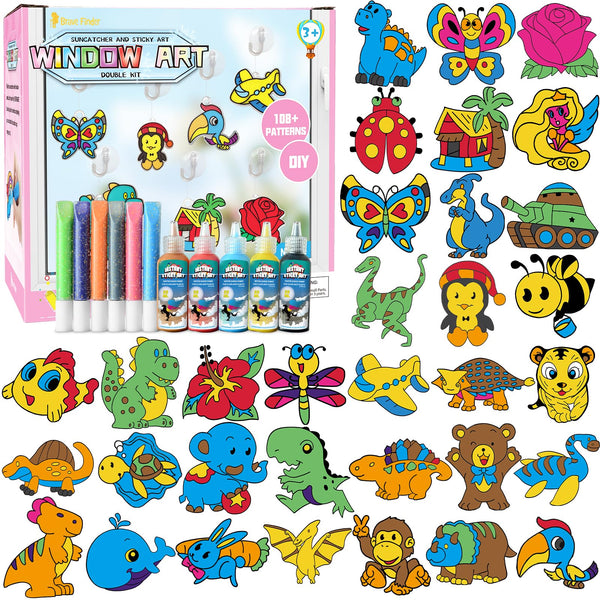 Window Paint Art, 36 Suncatchers Double Craft Kit for Kids – Children ...