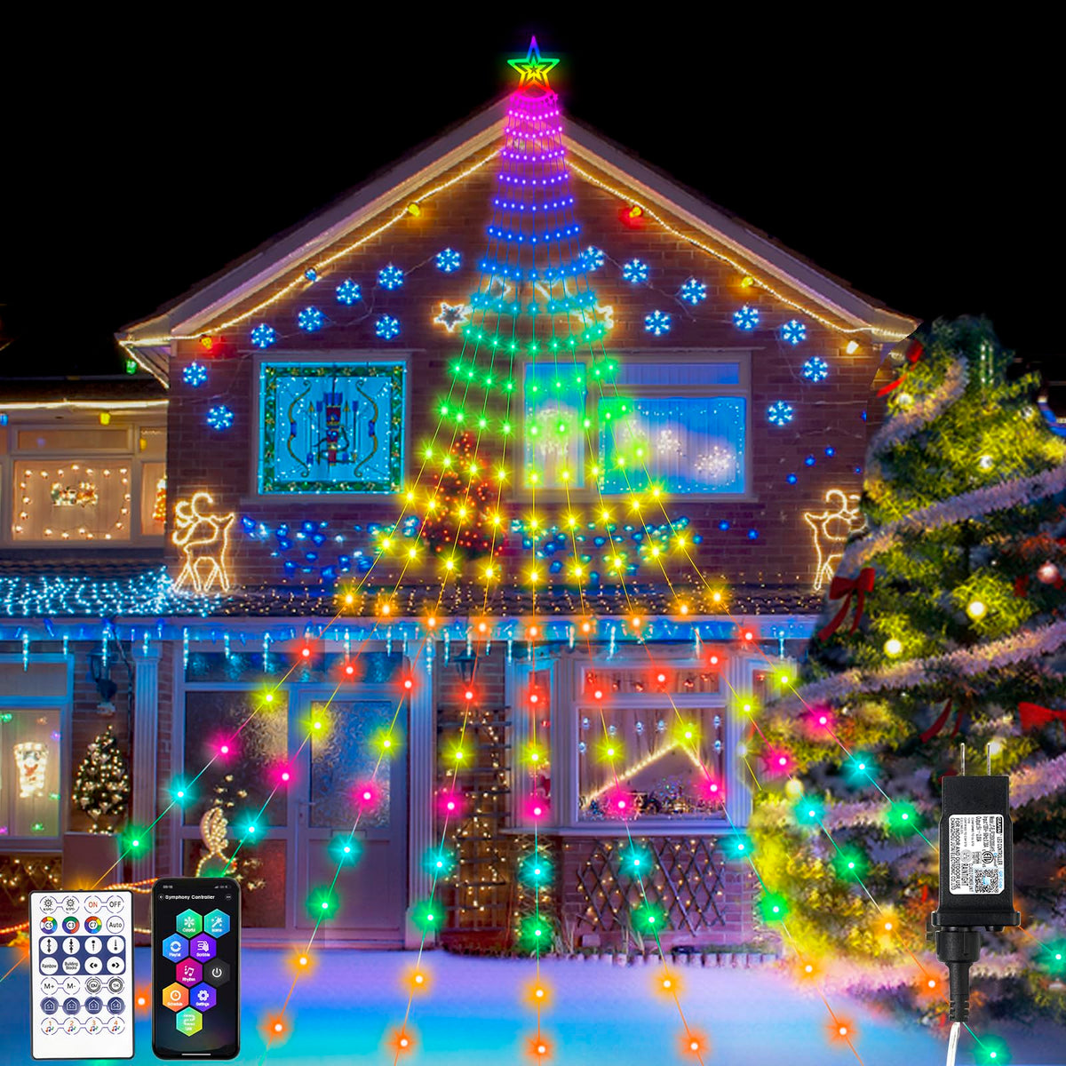 Smart Christmas Decorations Lights with Star Topper, 18ft 521LED Large ...