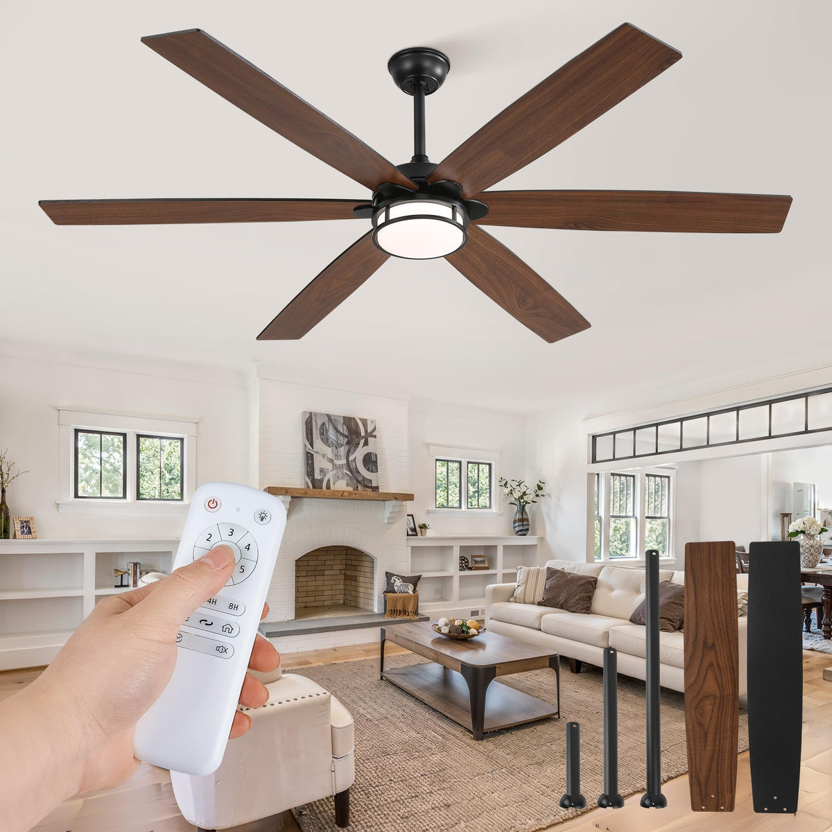 Fanbulous 65 Inch Ceiling Fans with Lights, Farmhouse Large Ceiling Fa ...