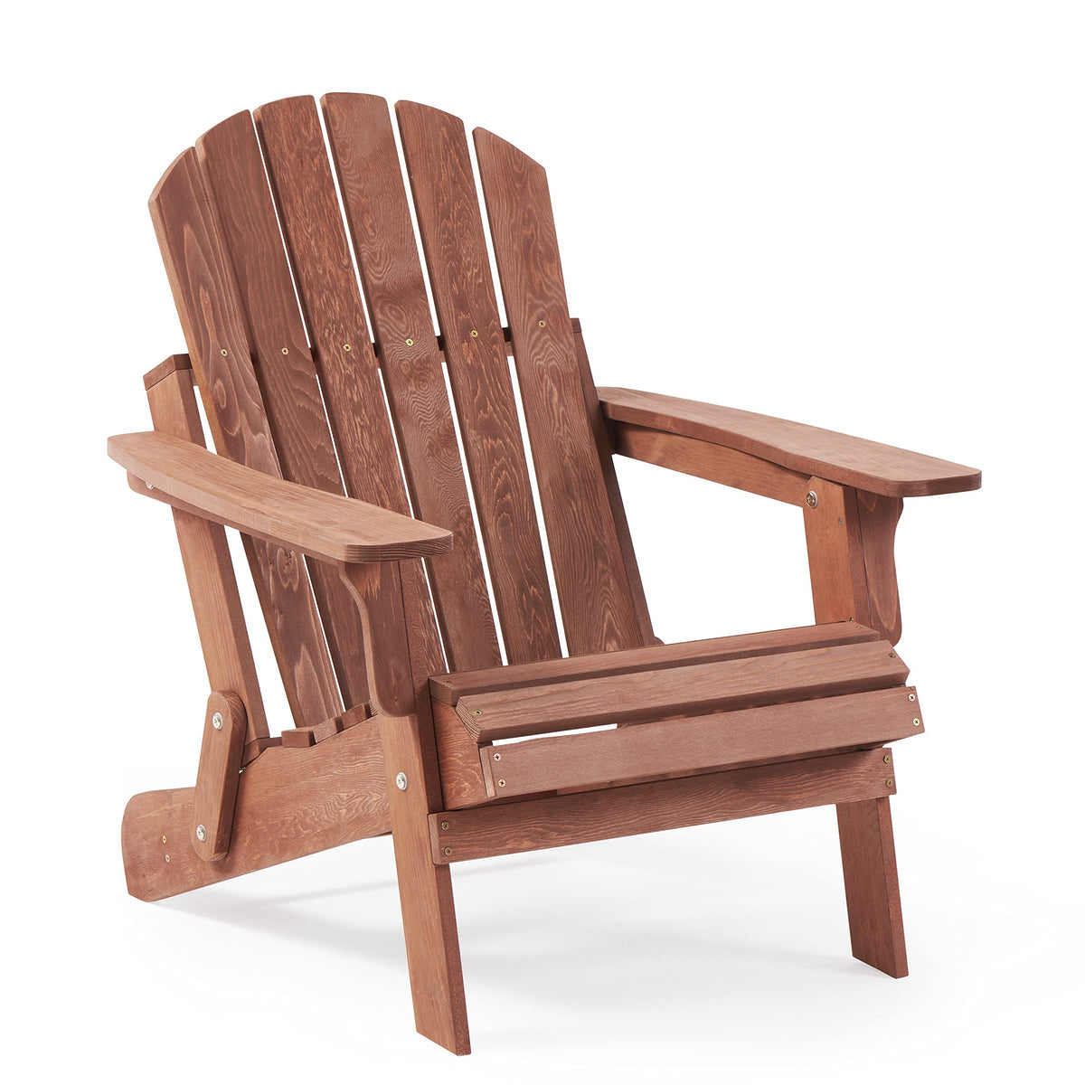 Oversize Wooden Outdoor Folding Adirondack Chair with Pre-Assembled Ba ...