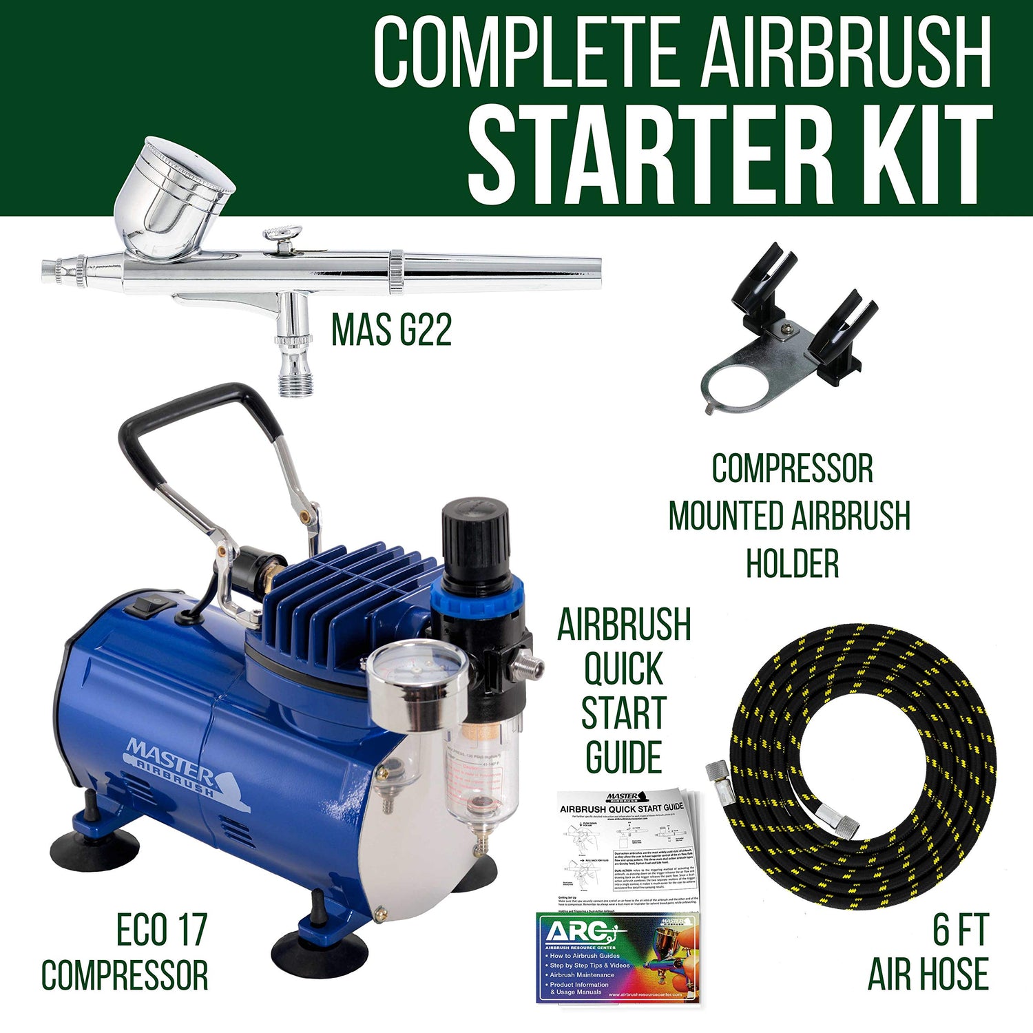 Master Airbrush Multi-Purpose Gravity Feed Air Brush Kit with Air Comp ...