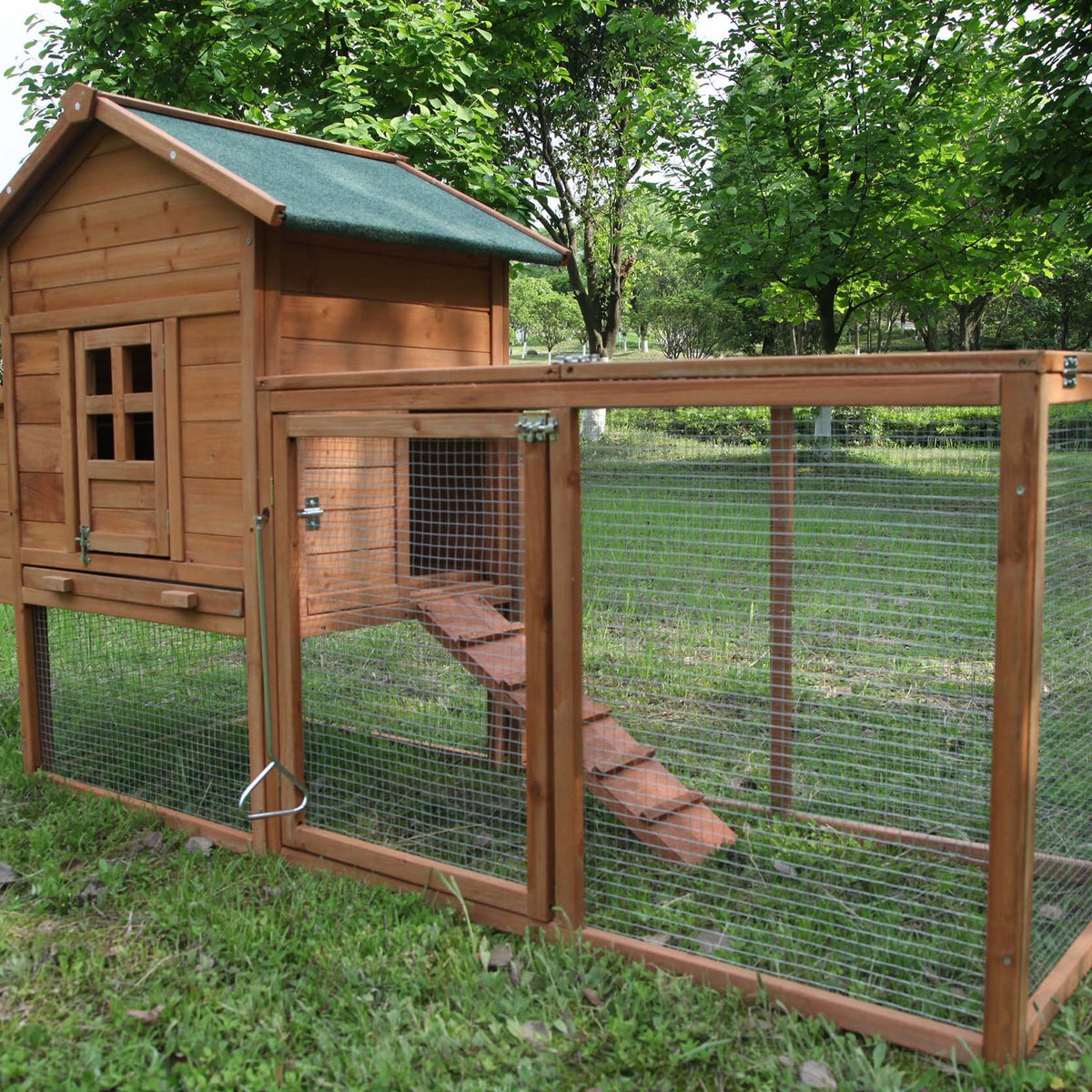 Outdoor Chicken Coop for 2-4 Chickens Wooden Hen House Poultry Pet Hut ...
