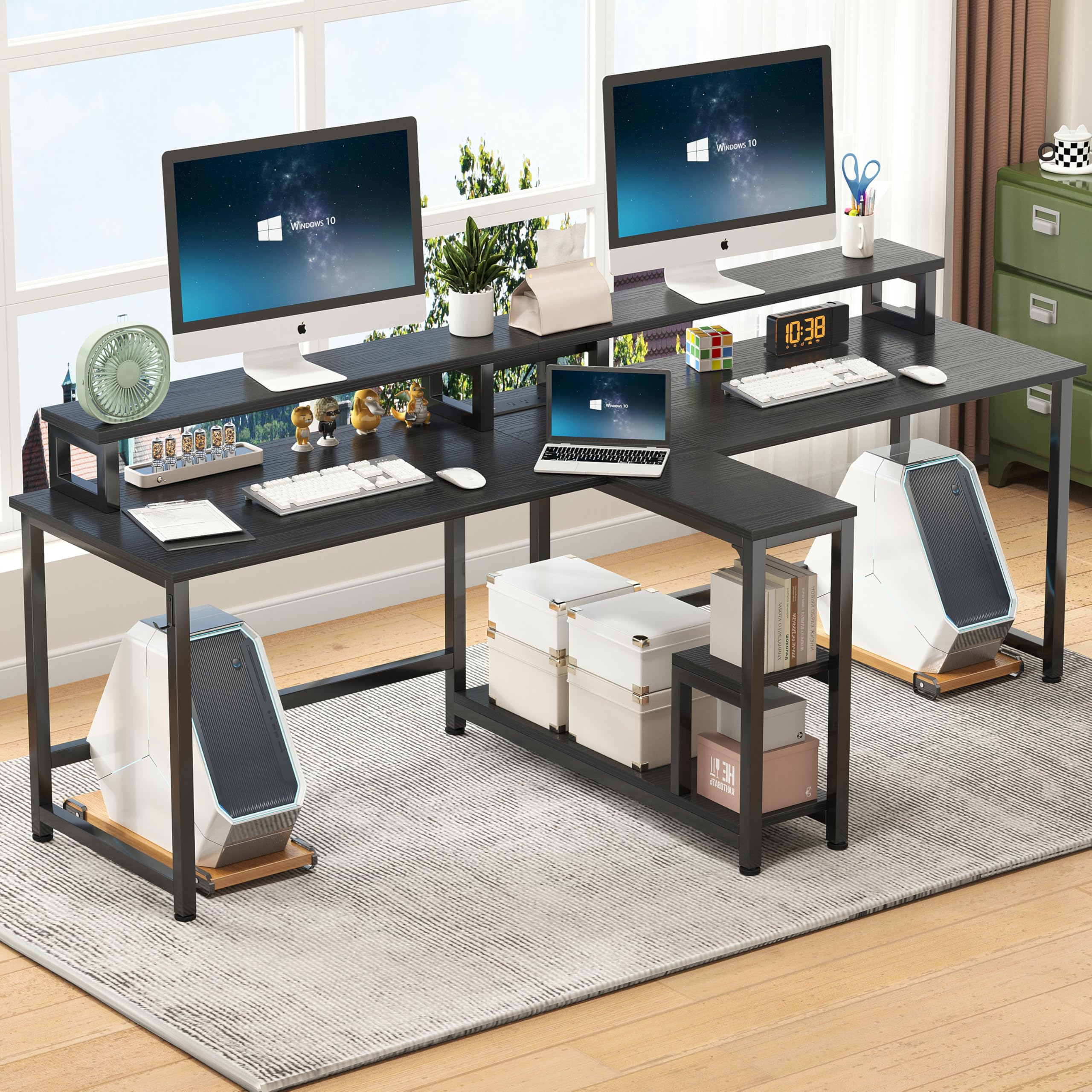 MUTUN Two Person Desk, 83.7 Inch Computer Office Double Desk with ...