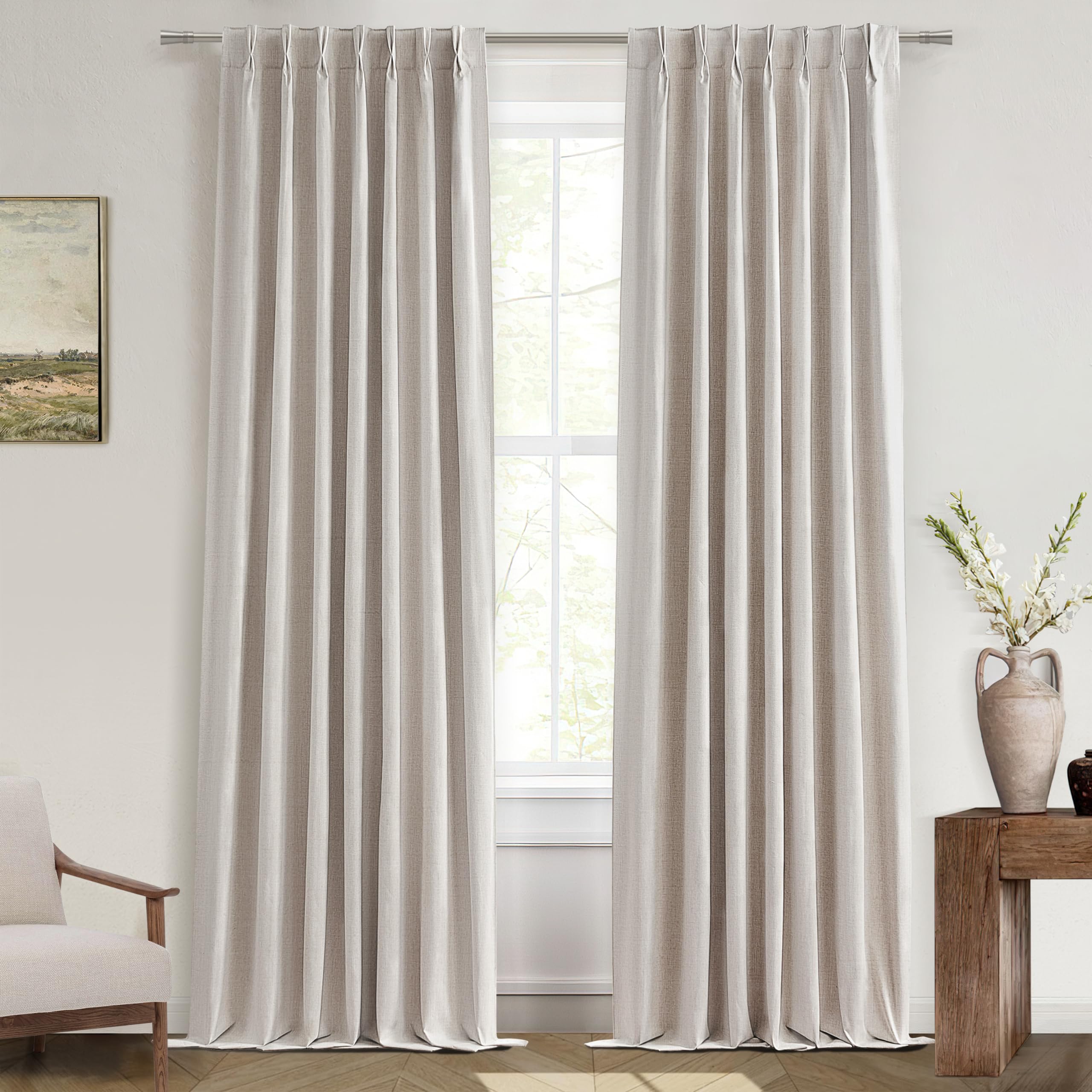 QJmydeco Primitive Curtain 108 Inch Long 2 Panels Burg,Pinch Pleated ...