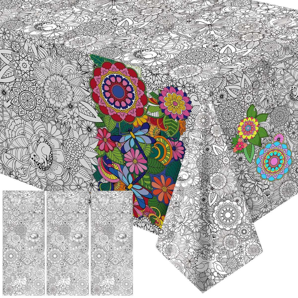 Uiifan 3 Pcs Jumbo Mandala Coloring Poster Giant Mandala Painting Tabl ...