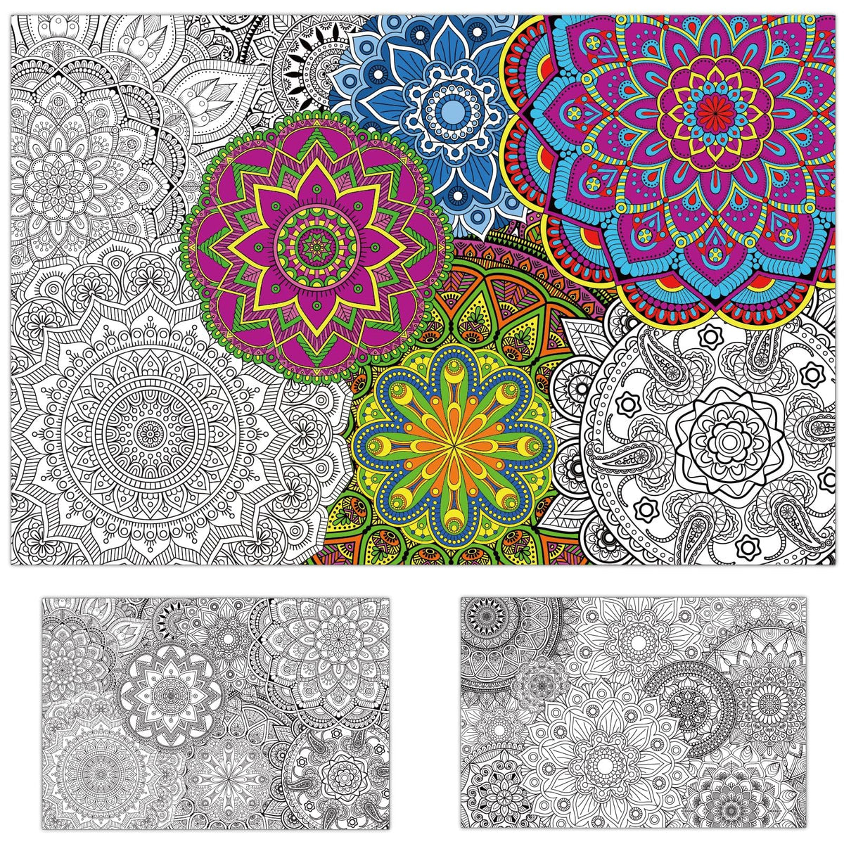 2 Pack Giant Mandala Coloring Posters 39" x 26" Jumbo Mandala Coloring ...