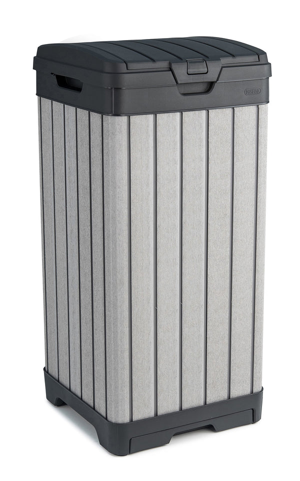 Keter Rockford Resin 38 Gallon Outdoor Kitchen Trash Can with Lid and ...