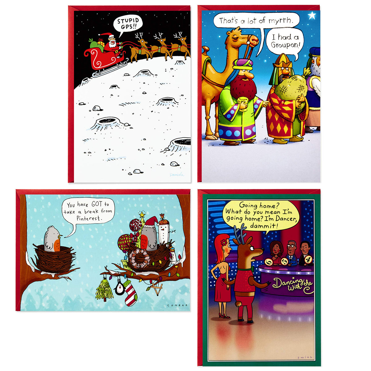 Hallmark Shoebox Funny Christmas Boxed Cards Assortment, Cartoons (4 D ...