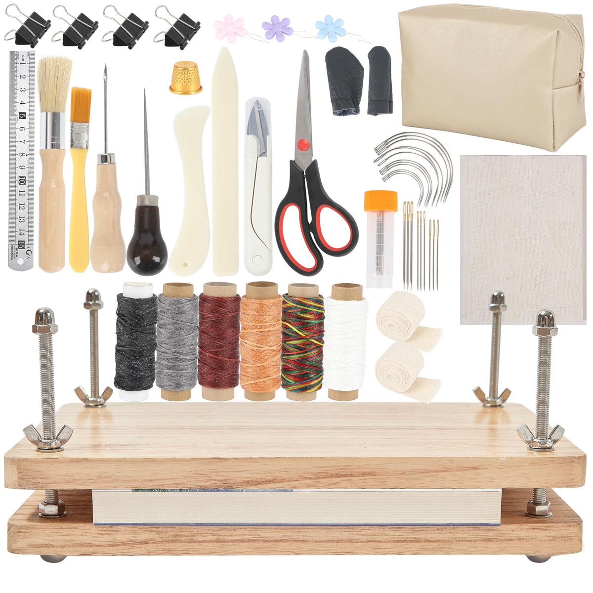 FUXAFU 50 Pcs Book Binding Kits, 13"x7.9" Inch Wooden Book Press，Books ...