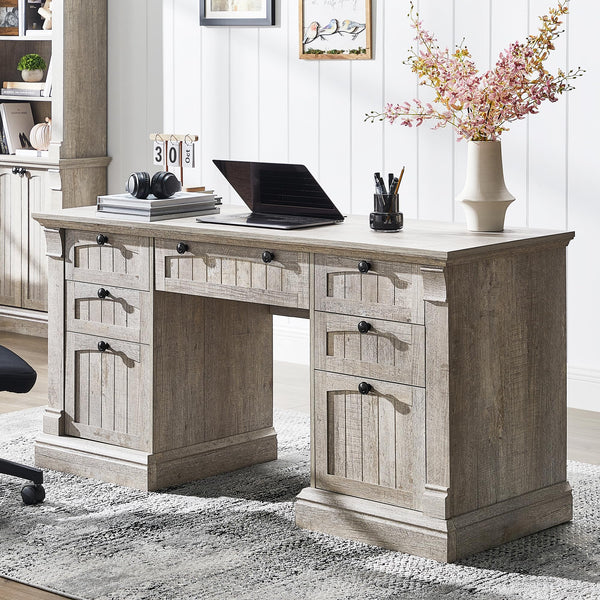 OKD 60" Executive Desk with Drawers, Farmhouse Home Office Desk with C ...