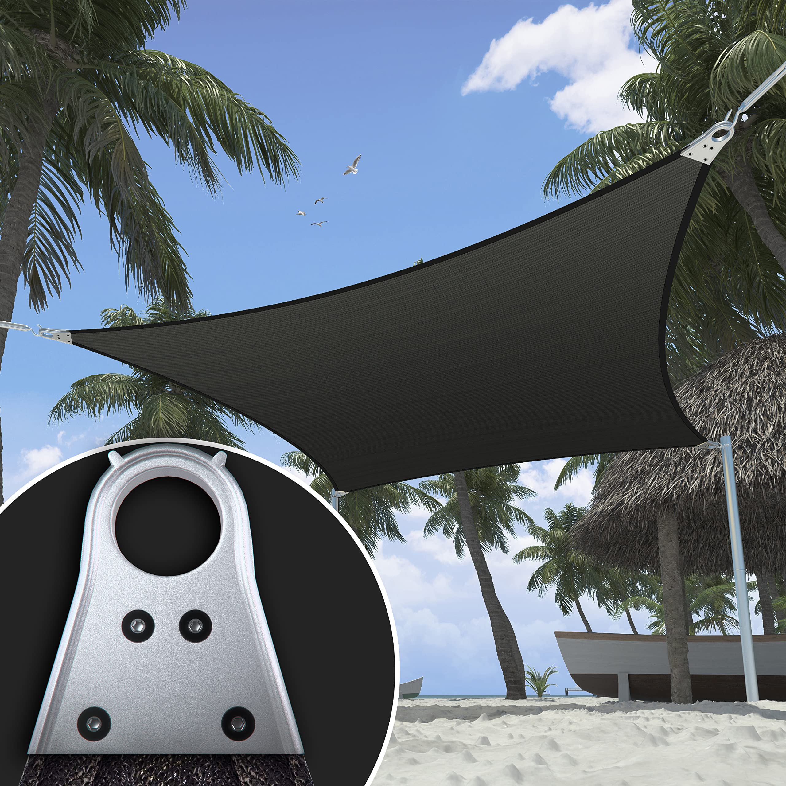 ShadeMart Heavy Duty 15' x 30' Black Sun Shade Rectangle Shade Sail ...