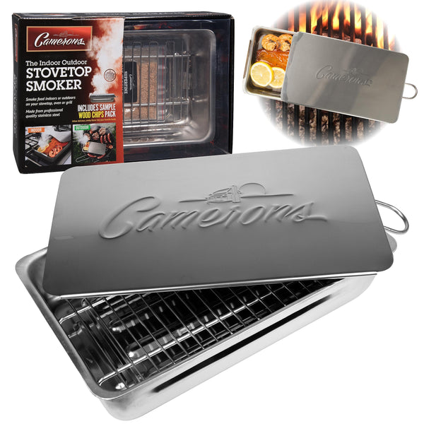 Camerons Indoor Outdoor Stovetop Smoker - Stainless Steel Barbecue Smo ...