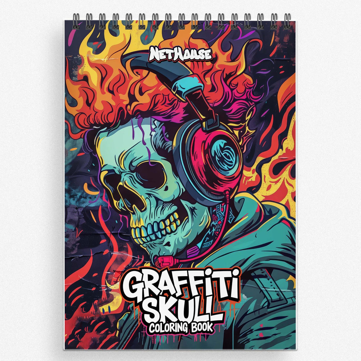 NETHOUSE Graffiti Skull Spiral Coloring Book for Adults Relaxation & S ...