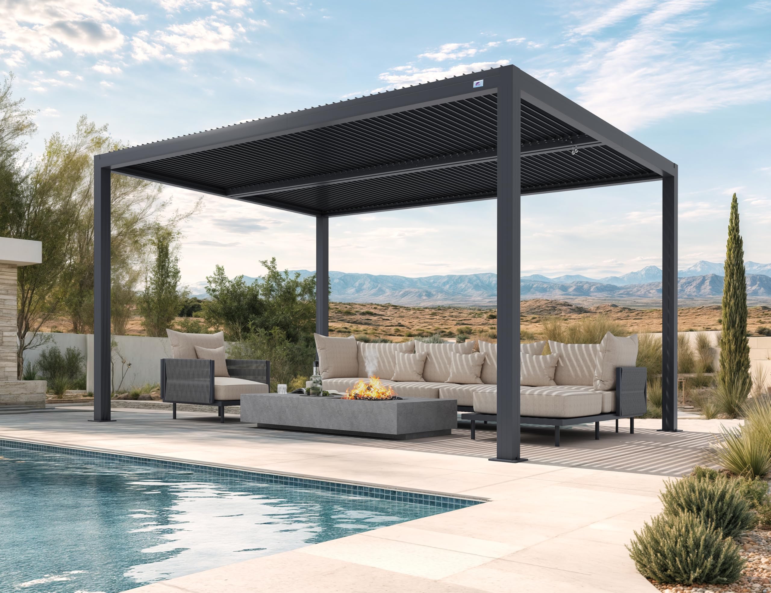 PURPLE LEAF Louvered Pergola 94AS 11' x 15' Aluminum Metal Outdoor ...