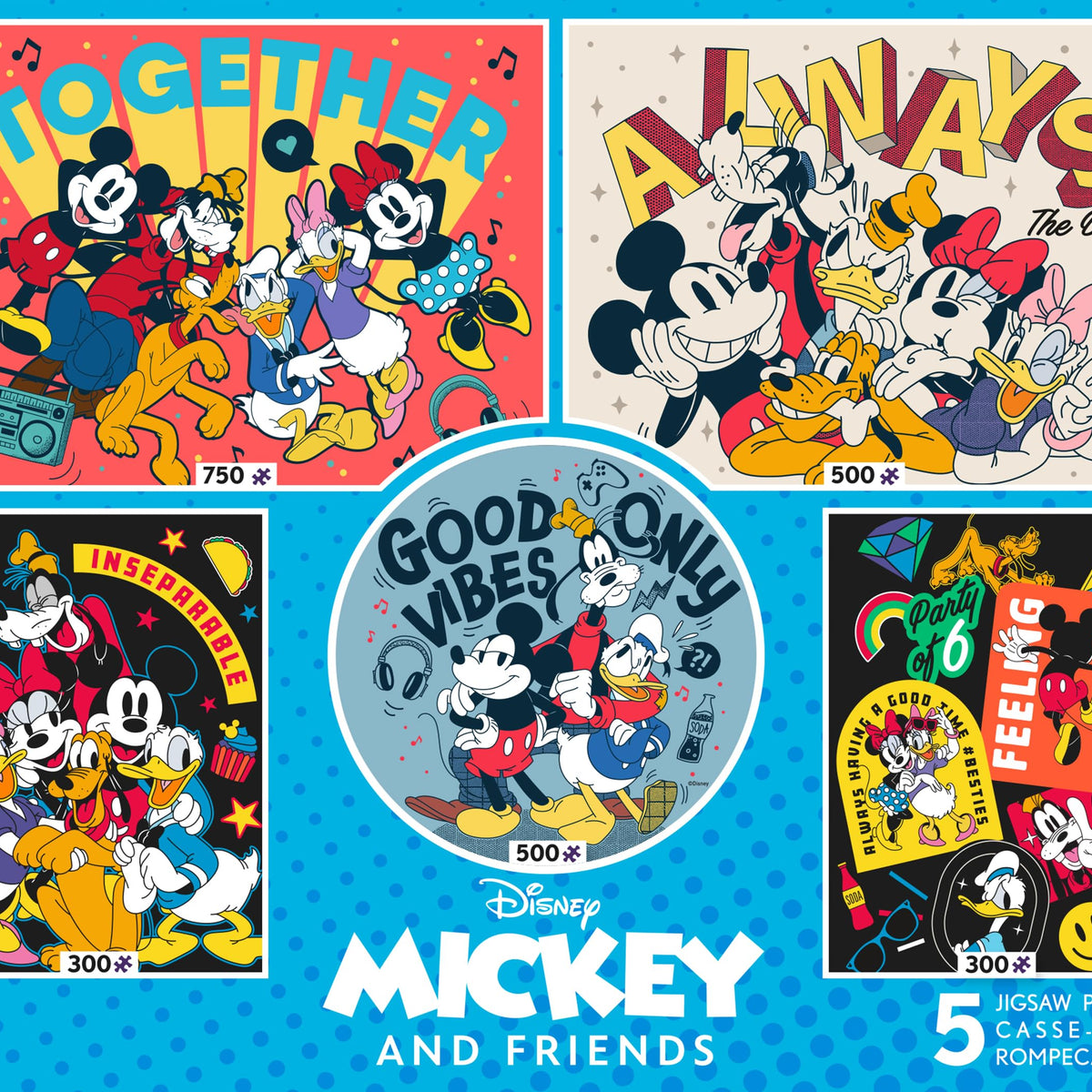 Ceaco - 5 in 1 Multipack - Disney - Mickey and Friends - (2) 300 Piece ...