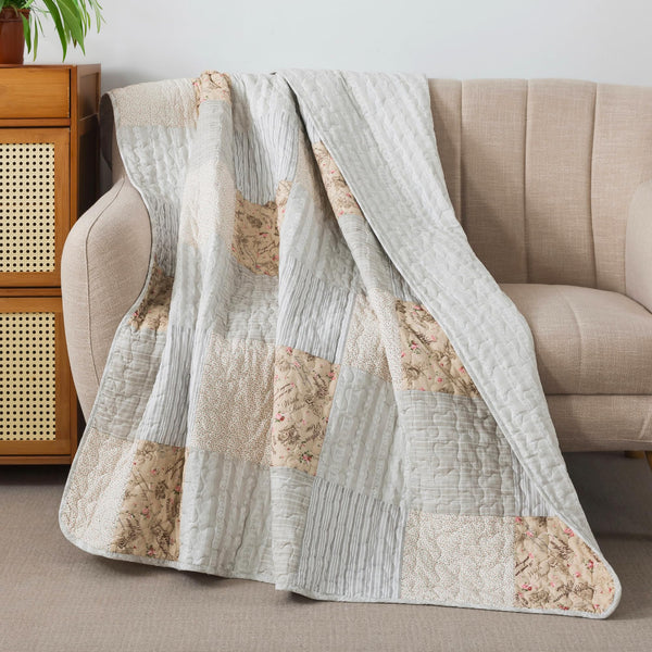 SLPR Cotton Quilted Throw Blanket, 50" x 60" Floral Farmhouse Patchwor ...