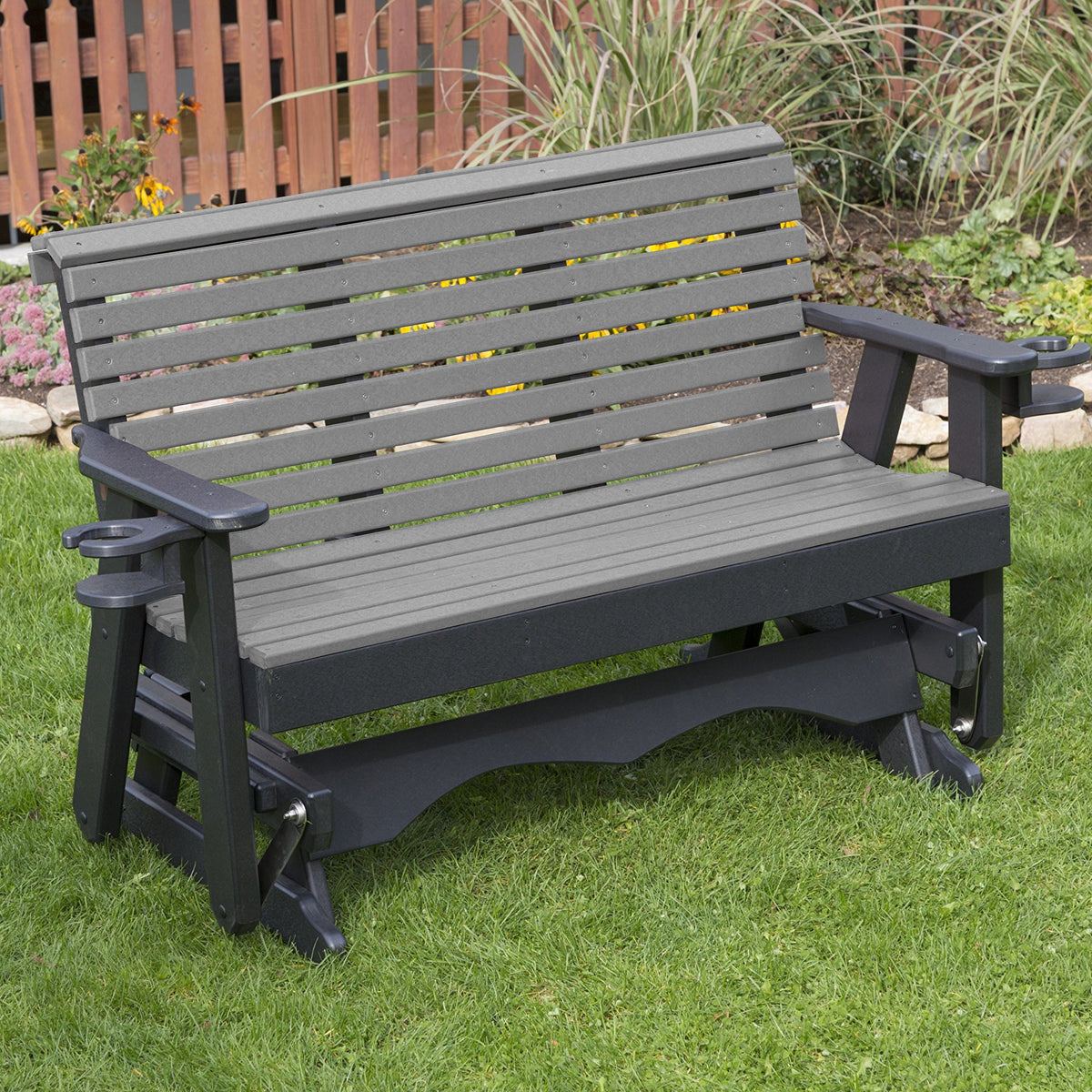 ECOMMERSIFY INC 5FT-Dark Gray-Poly Lumber ROLL Back Porch Glider with ...