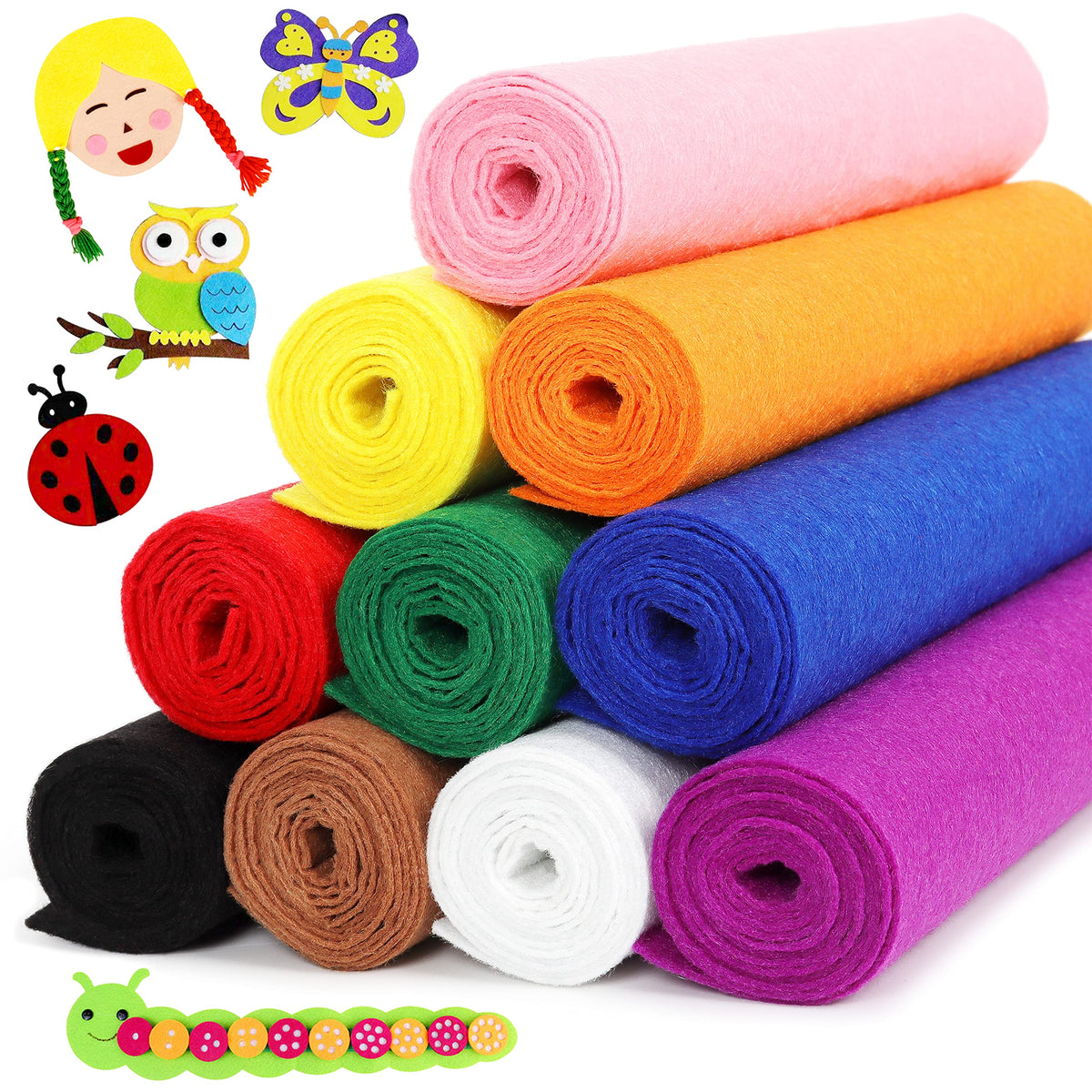 Large Stiff Felt Sheets Bundle: LOTOFUN 10pcs 8x35Inch Assorted Rainbo ...