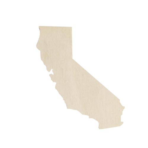 30 Pack 4 Inch Wooden California State Shaped Cutouts Unfinished Wood ...