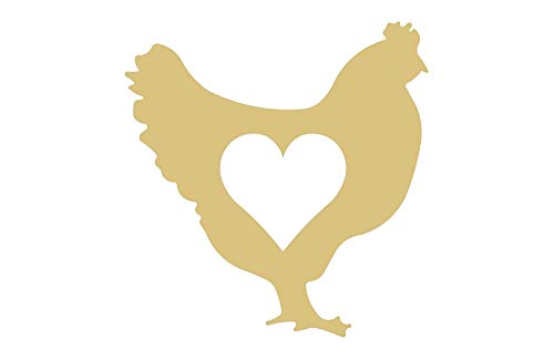 Chicken with Heart Cutout Unfinished Wood Farmhouse Country Living ...