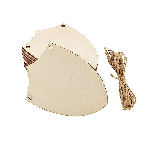 32 Pack Wood Shield Cutouts Unfinished Wooden Shield Hanging Ornaments ...