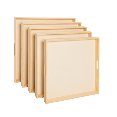 Wooden Nested Serving Trays - Set of 5 Unfinished Trays with Cut-Out H ...