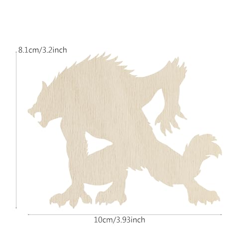 30 Pack 4 Inch Wood Werewolf Cutouts Unfinished Wooden Werewolf Hanging ...